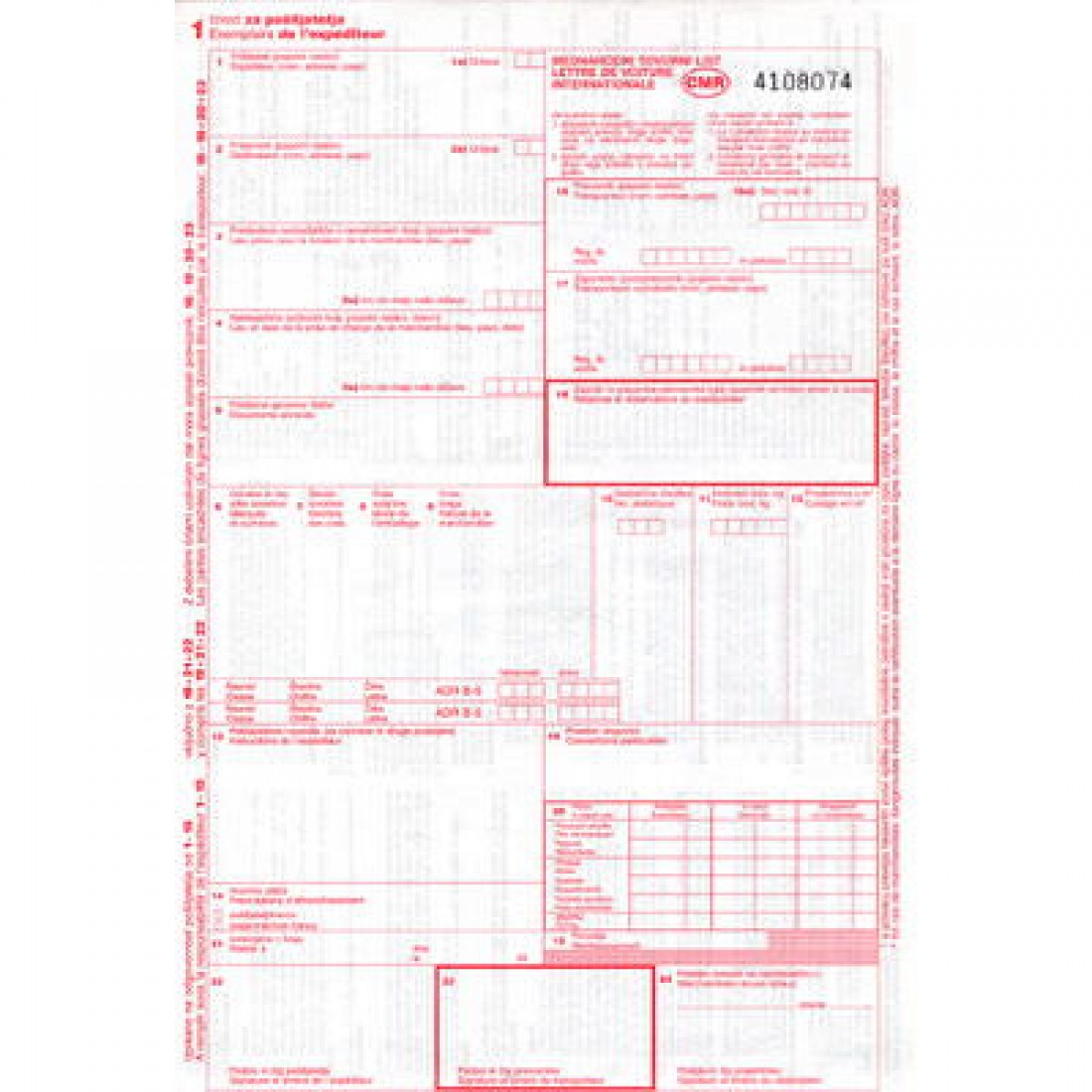 Obrazec CETIS CMR 1+6 - mednarodni tovorni list